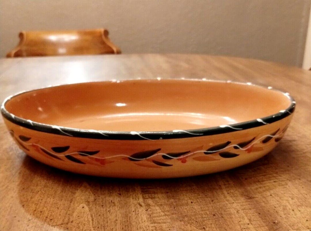 Vintage Italy Furio Home 14" Large Oval Stoneware Pottery Casserole ...