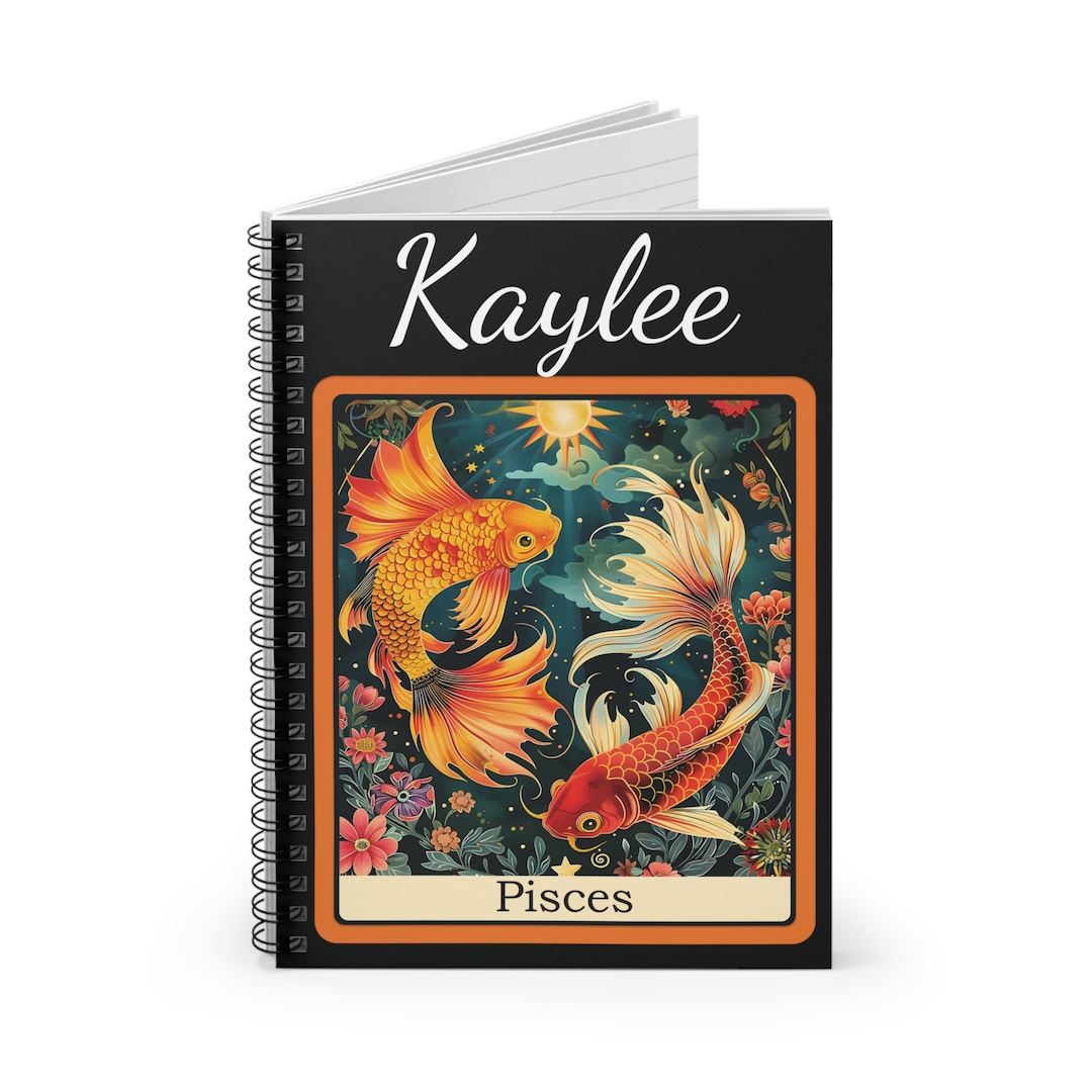 Pisces Spiral Notebook Personalized Custom Name Journal, Christmas Gift ...