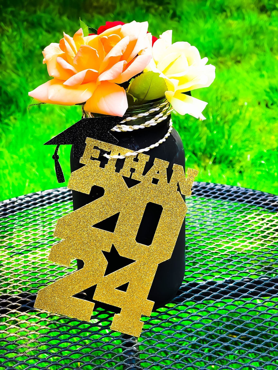 Custom Name Graduation 2025 Mason Jar Tags, Graduation Centerpiece ...