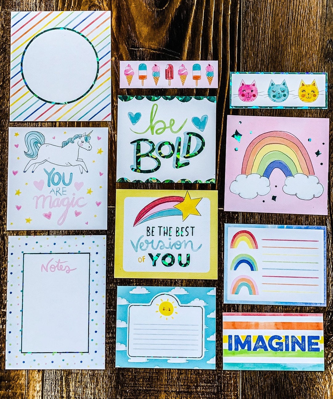 Rainbow Journaling Cards, Set of 11, Foil Accents, Scrapbooking ...