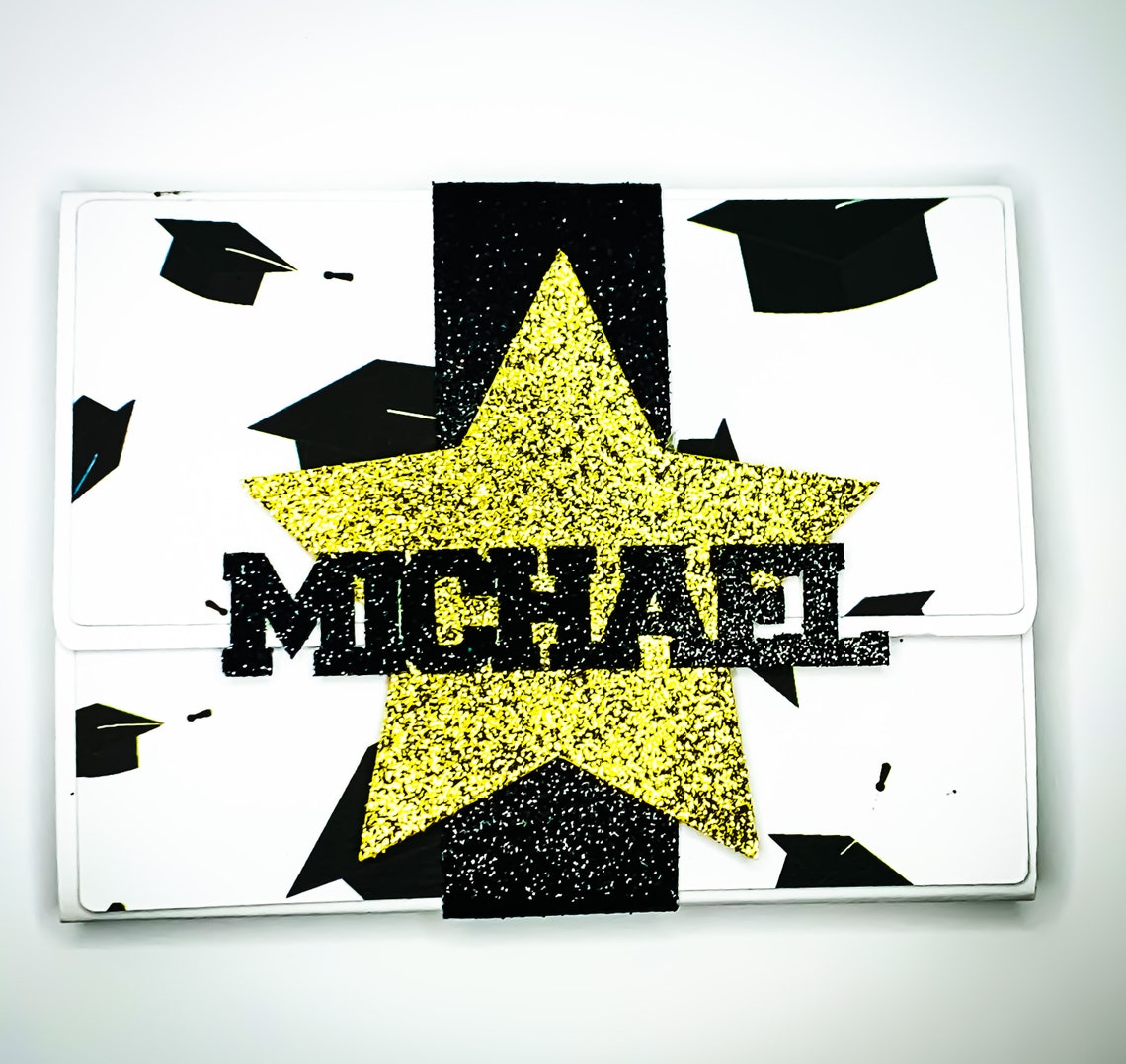 Personalized Graduation Gift Card Holder, Glitter Star Money Envelope ...