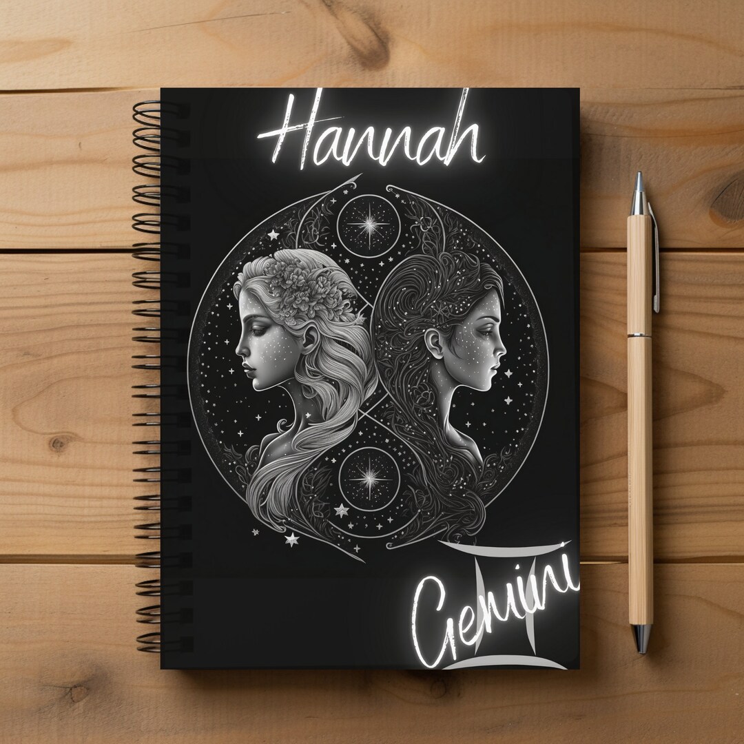 Personalized Gemini Zodiac Spiral Notebook, Custom Name Zodiac Gemini ...