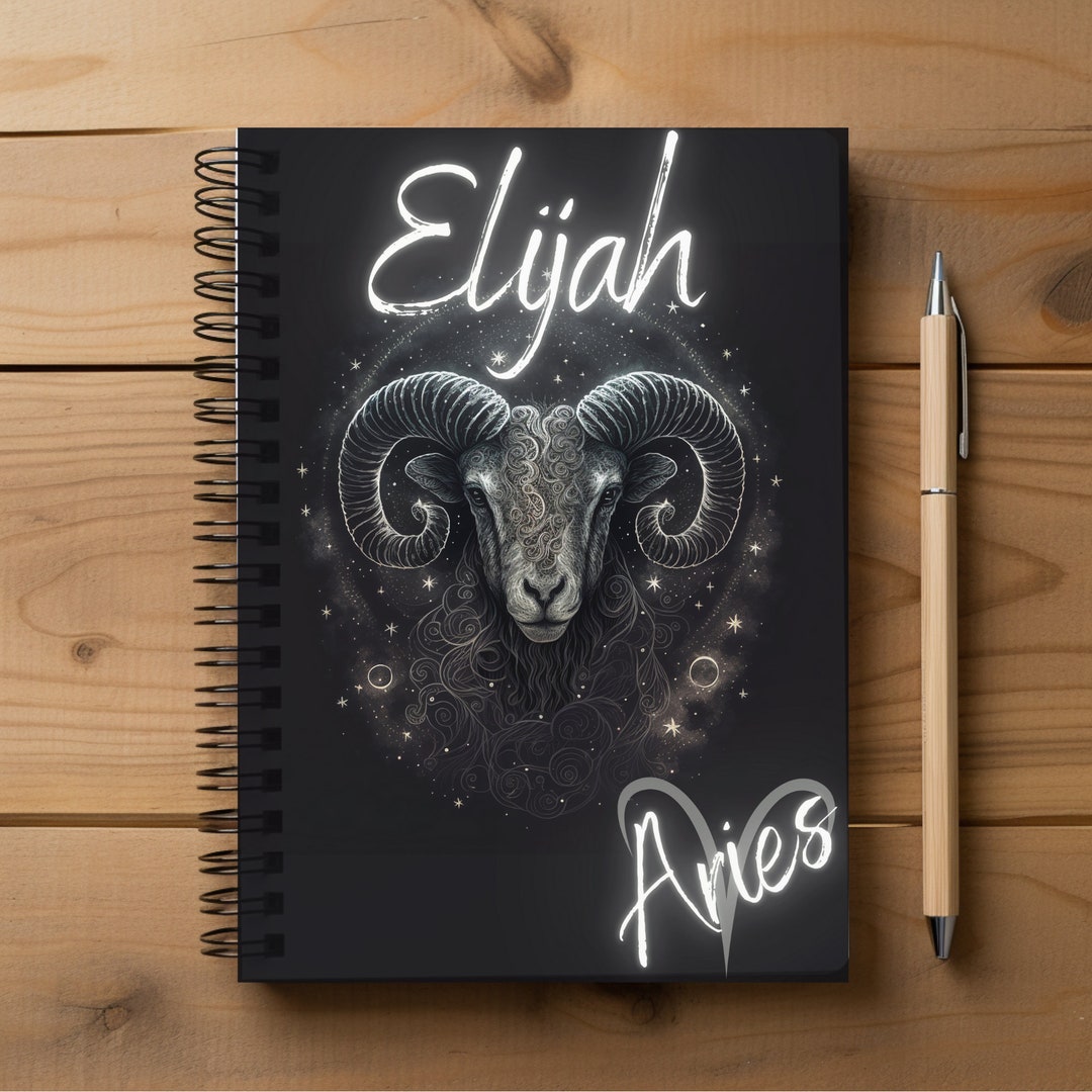 Personalized Aries Zodiac Spiral Notebook, Custom Name Zodiac Aries ...