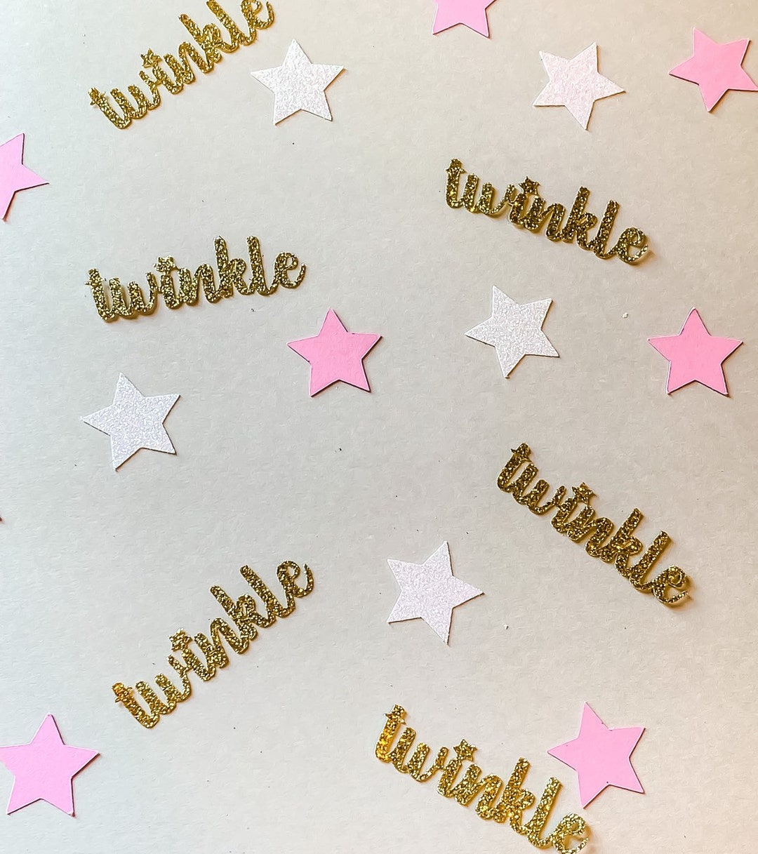 Twinkle Twinkle Little Star Confetti: Glitter Gold, Pink & White Stars ...