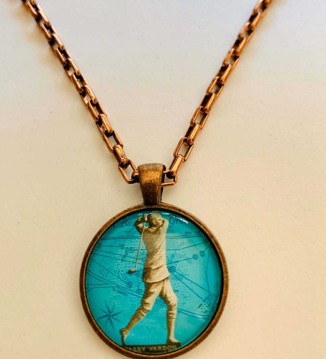 Vintage Golf Postage Stamp Art Pendant - Etsy