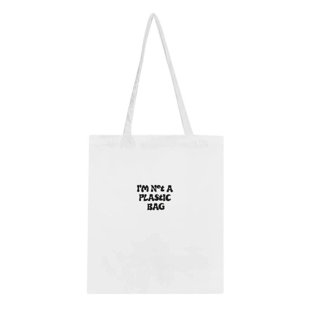 I'm Not A Plastic Bag Embroidered Embroidery Classic Tote Bag - Etsy