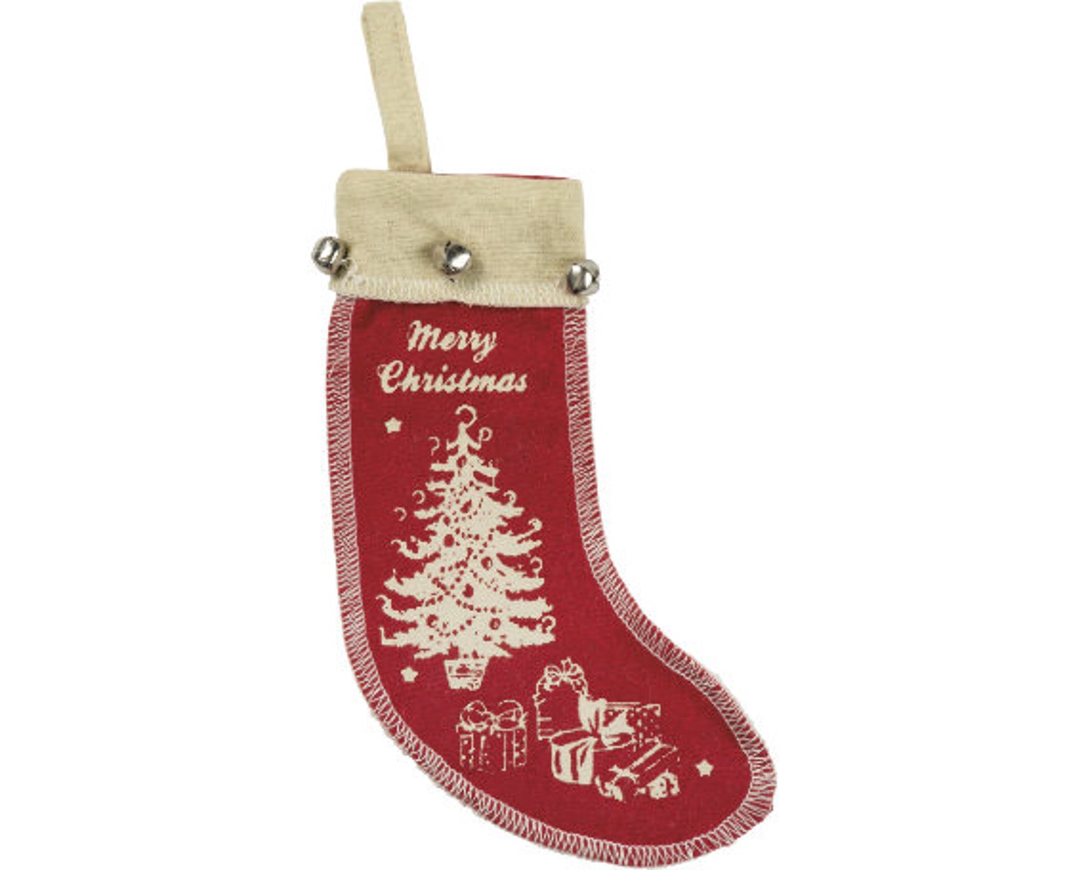 Christmas Stocking Vintage Style Red Felt Santa Claus and Reindeer Set ...