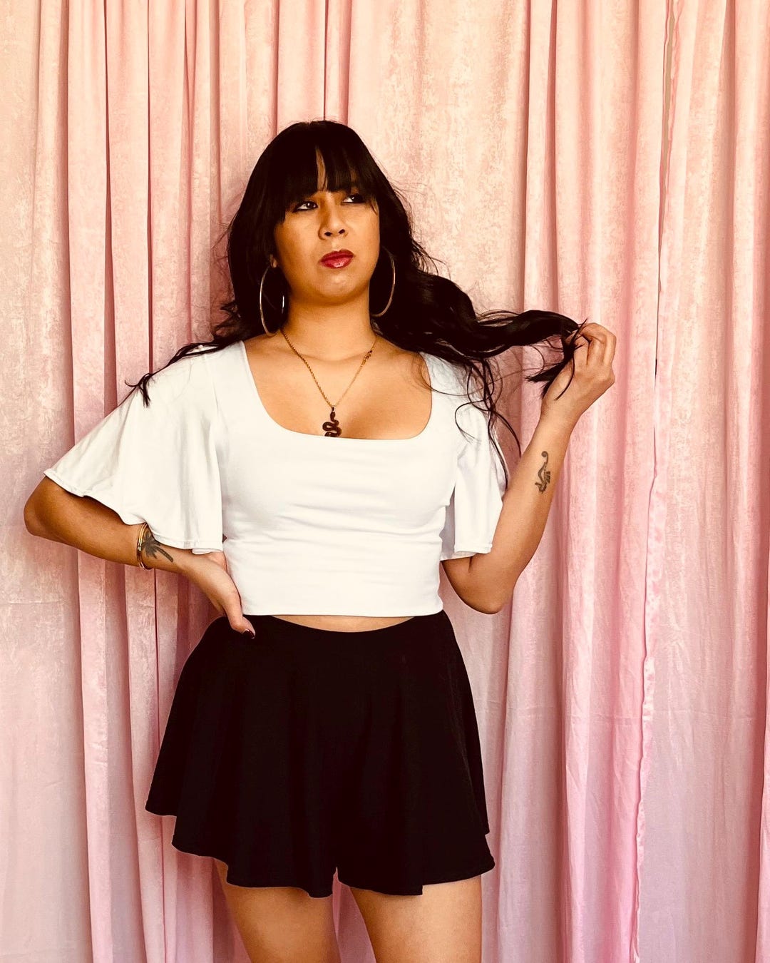 Flowy Sleeve Crop Top - BOSSY // Women’s Bell Sleeve Crop Top for Women ...