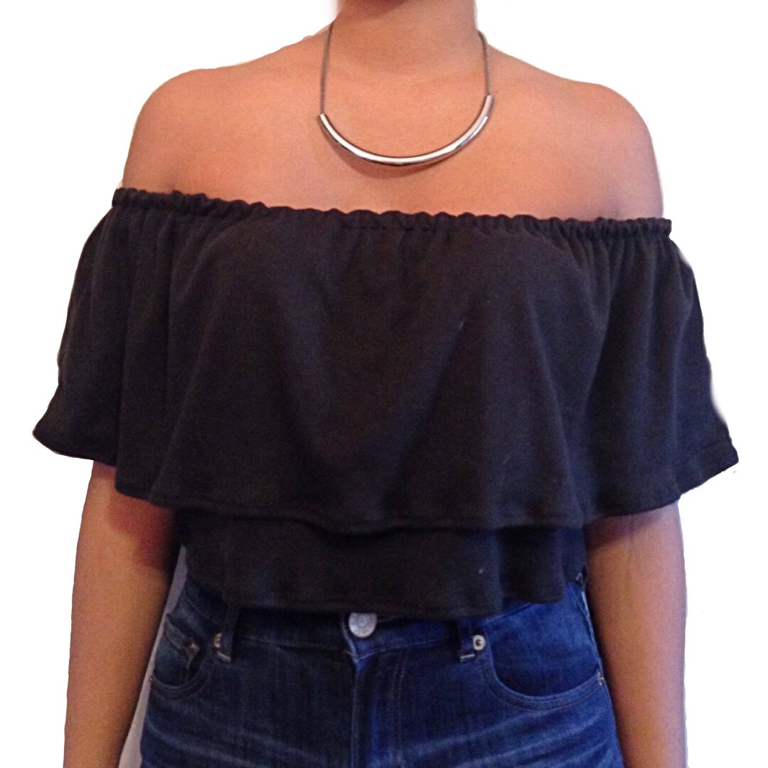 Off the Shoulder Ruffle Crop Top CLOUD NINE // Cropped Top - Etsy