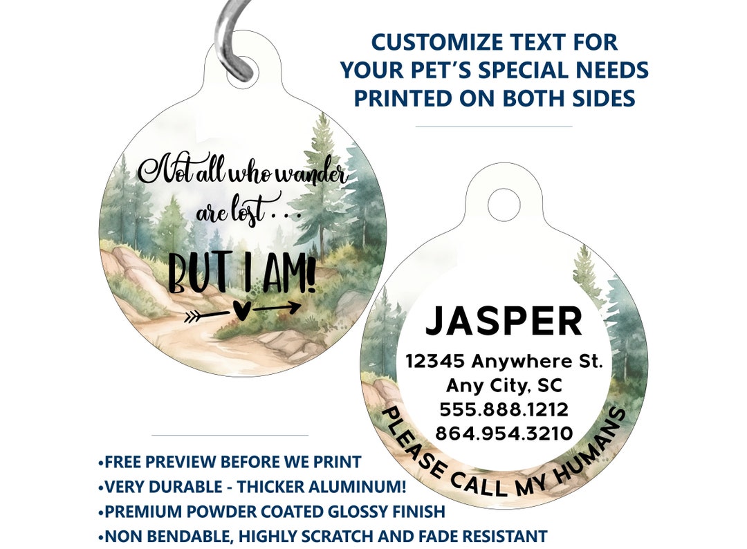 Not All Who Wander Are Lost Double-sided Dog Tags for Dogs PERSONALIZED ...
