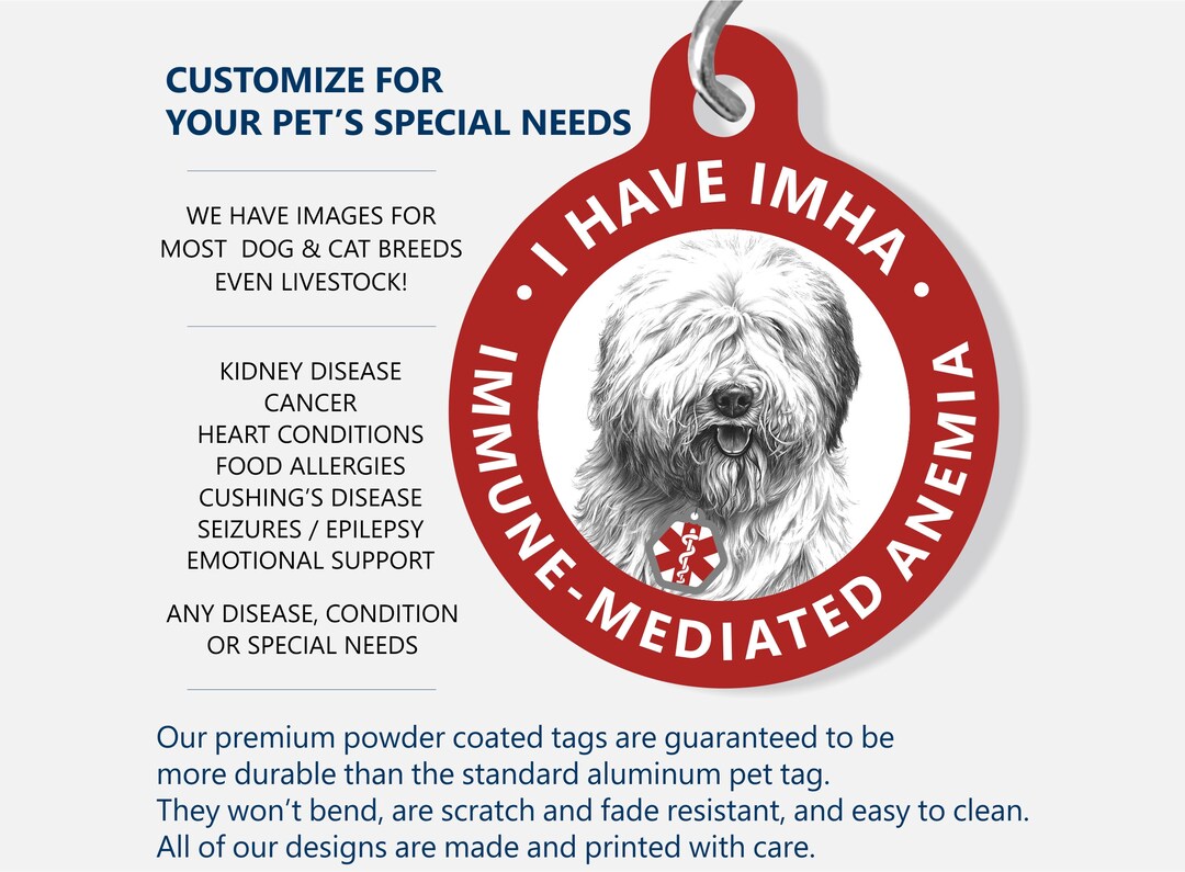 Medical ID Dog Tag CUSTOMIZE I Have IMHA Immune Mediated Hemolytic ...