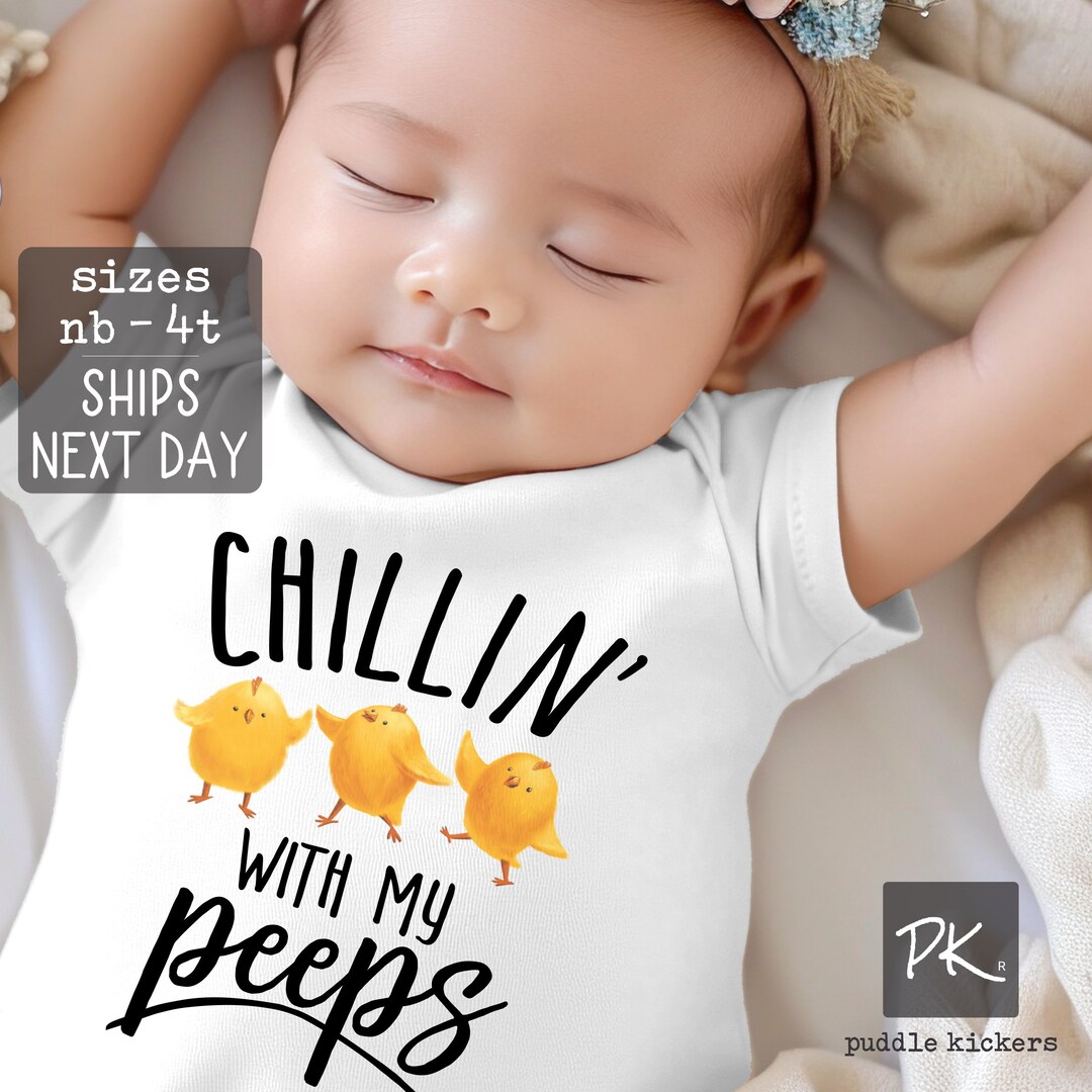 Chillin' With My Peeps Onesie® 3 Baby Chicks Baby Shower Gift for Girl ...