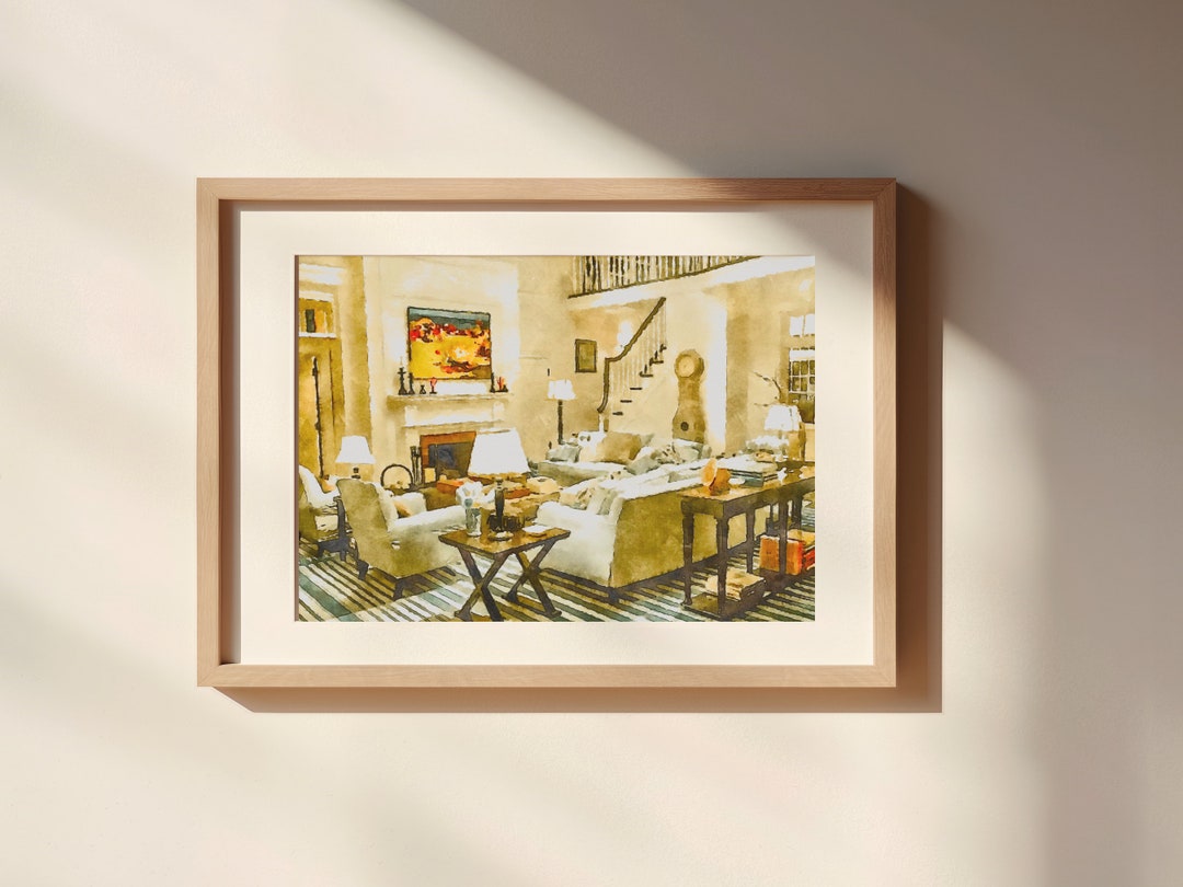 Erica Barry's Hamptons Living Room Watercolor Painting Unframed Matte ...