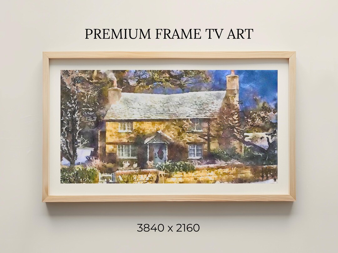 Rosehill Cottage Frame TV Watercolor Painting Digital Art Print - Etsy