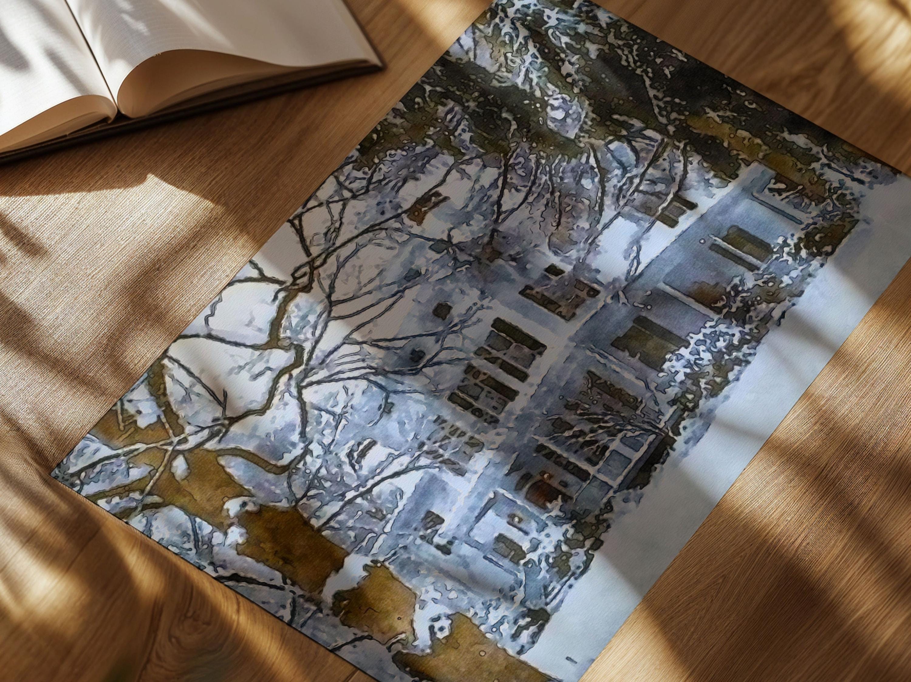 Family Stone House Watercolor Painting Unframed Matte Poster Art Print ...