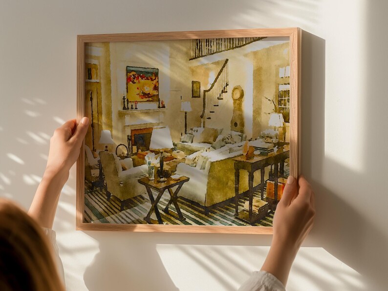 Erica Barry's Hamptons Living Room Watercolor Painting Unframed Matte ...