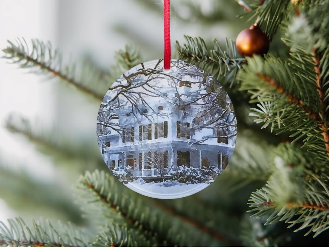 Family Stone House Watercolor Clear Round Acrylic Ornament - Etsy