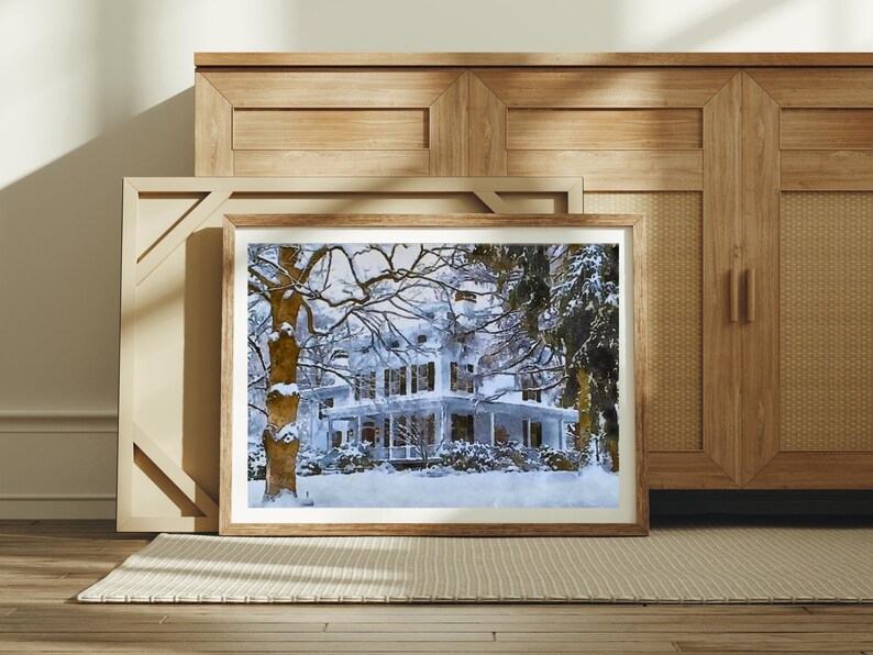 Family Stone House Watercolor Painting Unframed Matte Poster Art Print ...