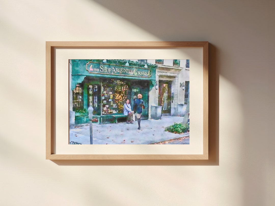 Shop Around the Corner Watercolor Painting Unframed Matte Poster Art ...