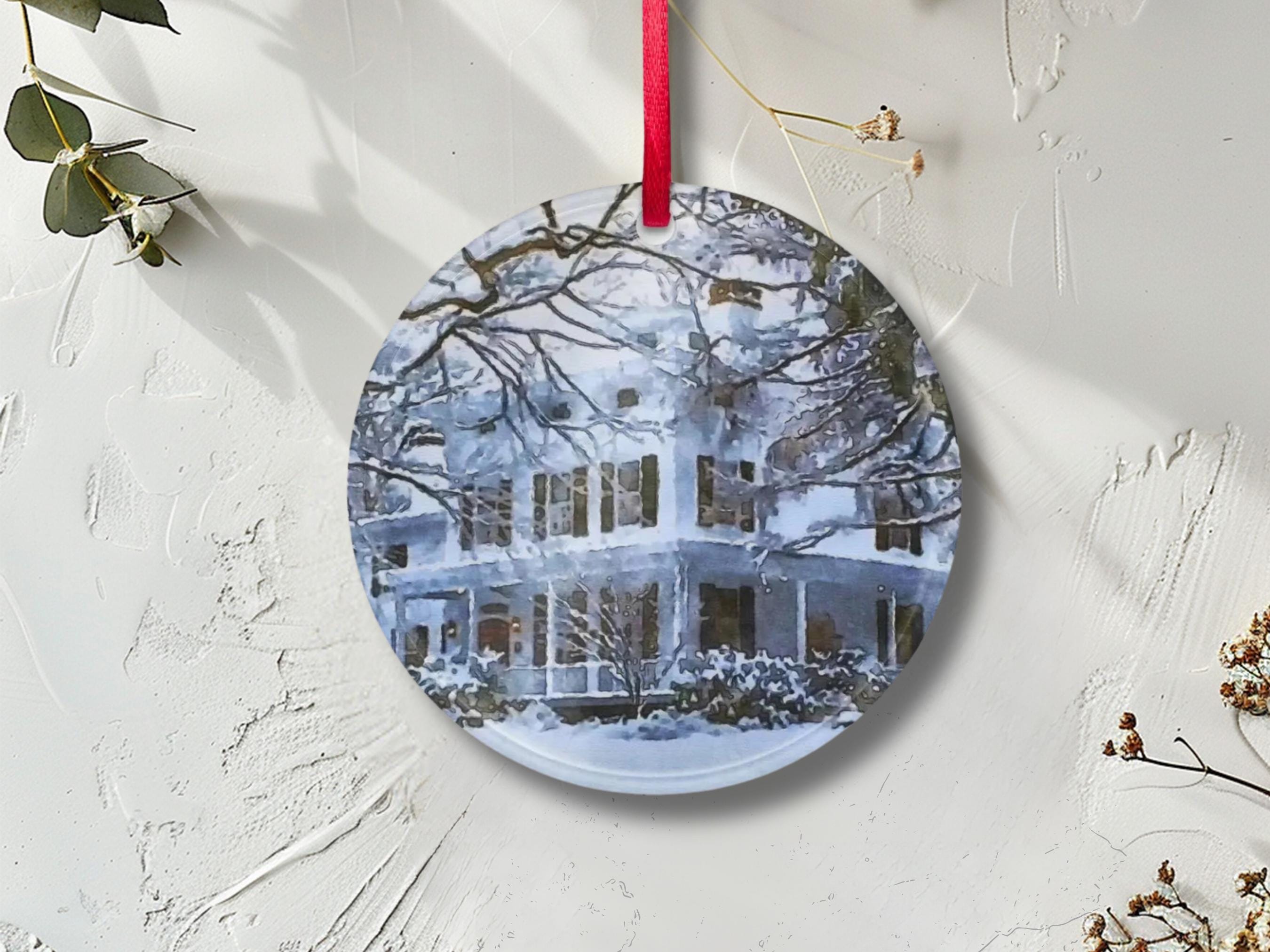 Family Stone House Watercolor Clear Round Acrylic Ornament - Etsy