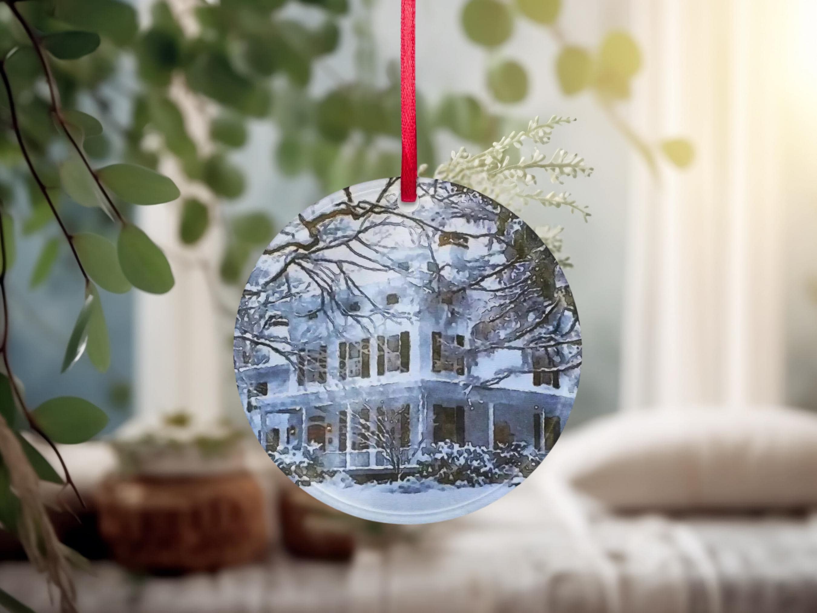 Family Stone House Watercolor Clear Round Acrylic Ornament - Etsy