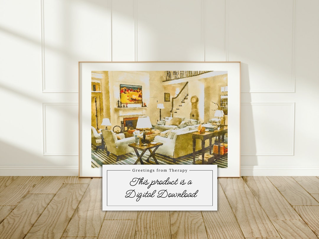 Erica Barry's Hamptons Living Room Watercolor Painting Digital Art ...