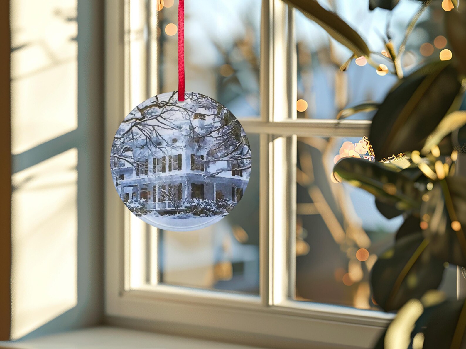 Family Stone House Watercolor Clear Round Acrylic Ornament - Etsy