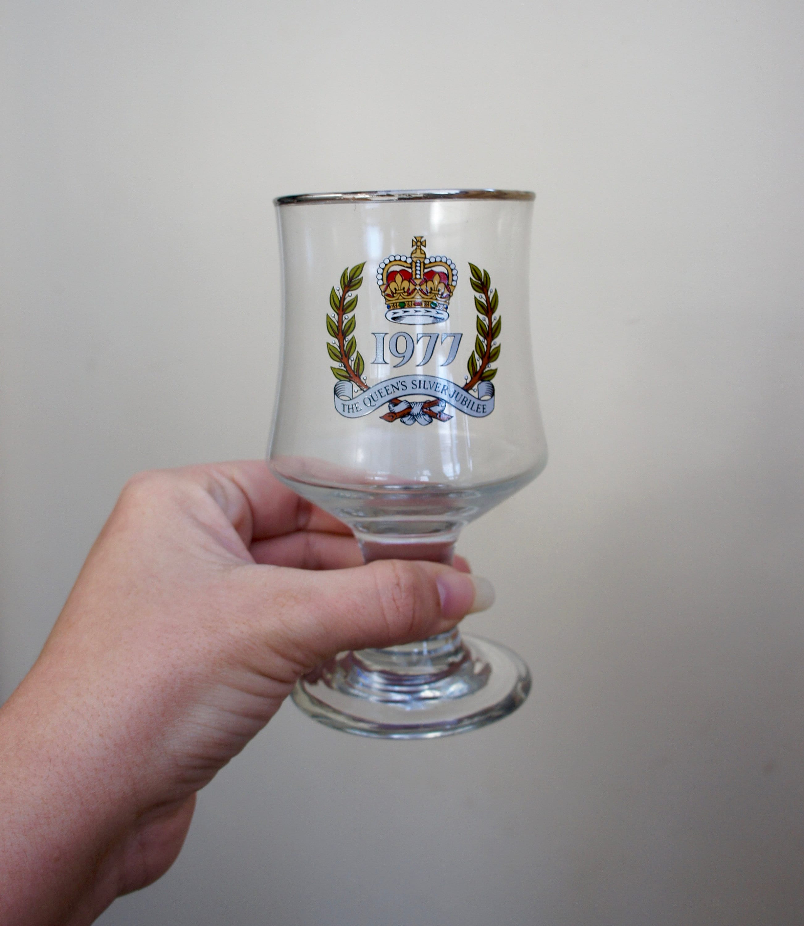 Vintage, Collectible, Dema, Two, Silver Jubilee, 1977, Glass, Goblets ...