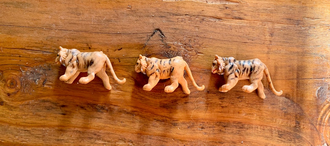 3, Vintage, Miniature, Plastic, Tigers, Tiger Cubs, Animals, Zoo ...
