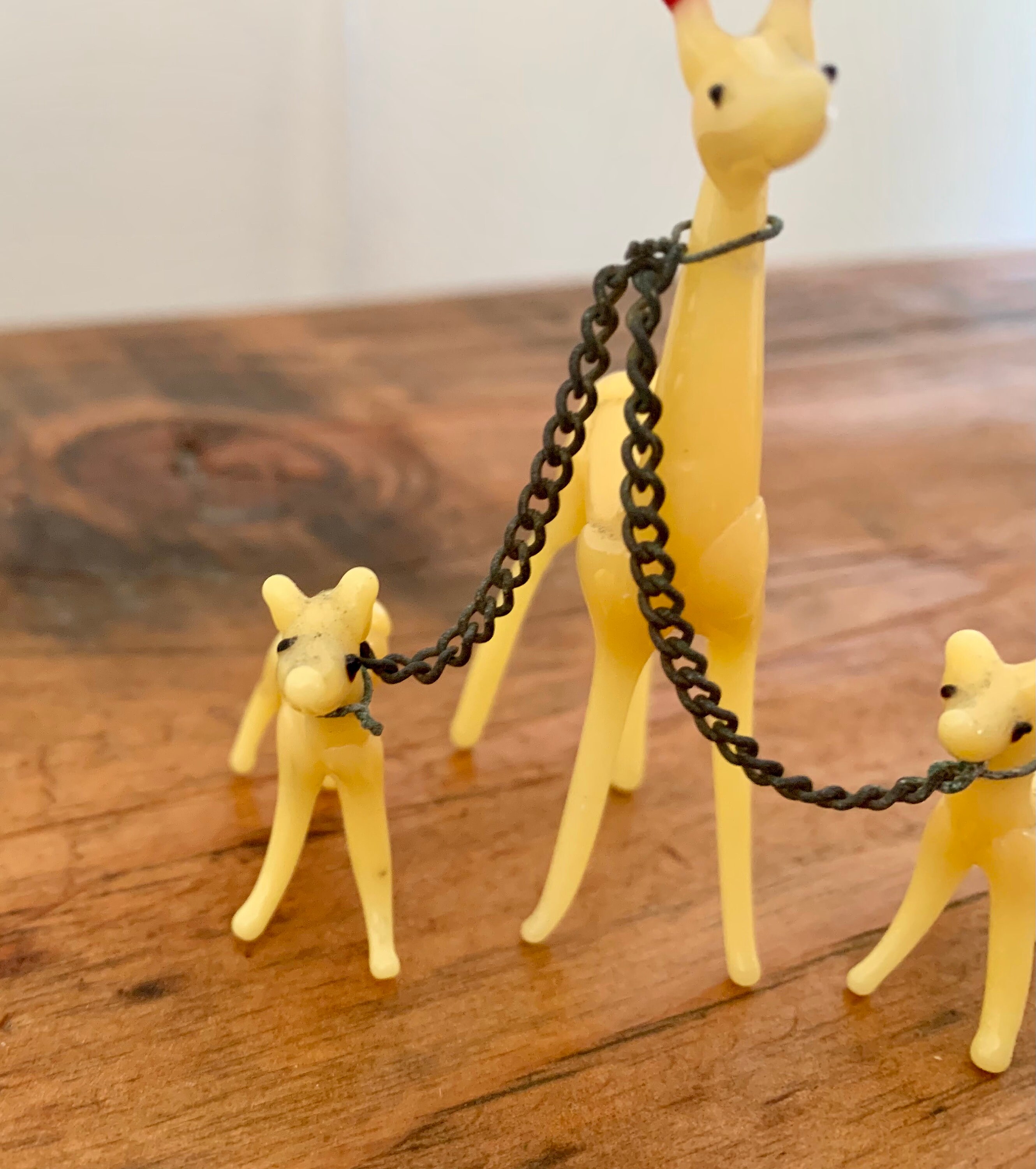 Vintage, Mid Century, Miniature, Glass, Giraffe, Calves, on Chains ...
