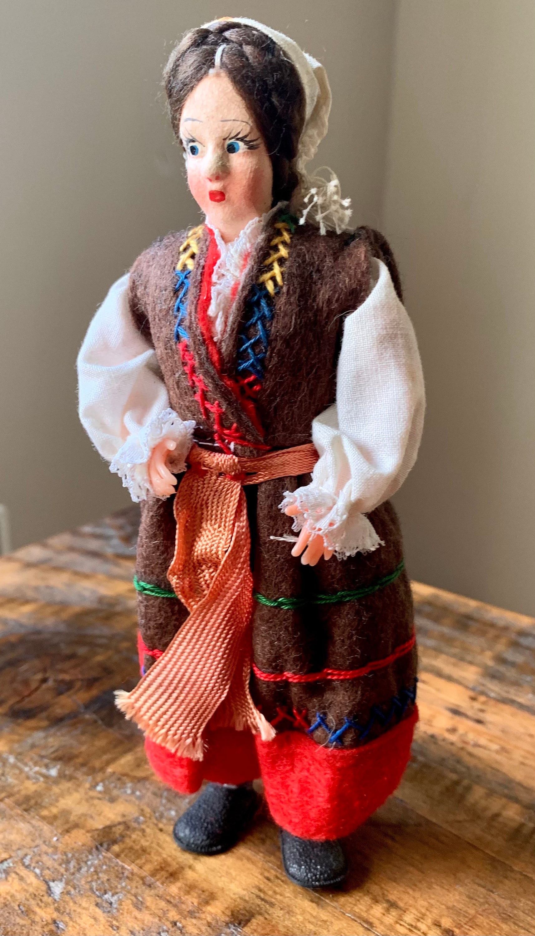 Beautiful, Vintage, European, Souvenir, Doll, Composition Face, In ...