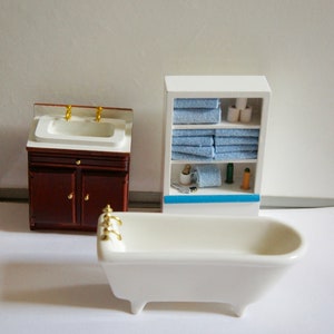 Vintage, 1:12th Scale, Modern, Dollhouse, Miniature, Bathroom, Set ...