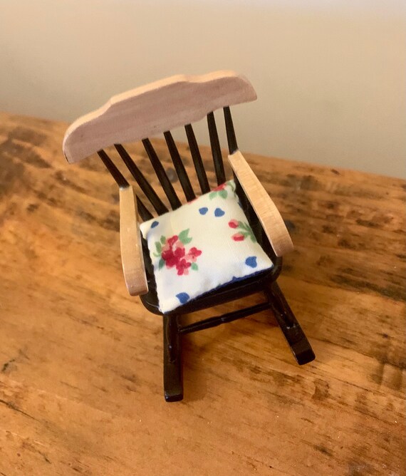Antique Doll Doll Lover Collector Dollhouse Wood Rocker 112th Scale ...