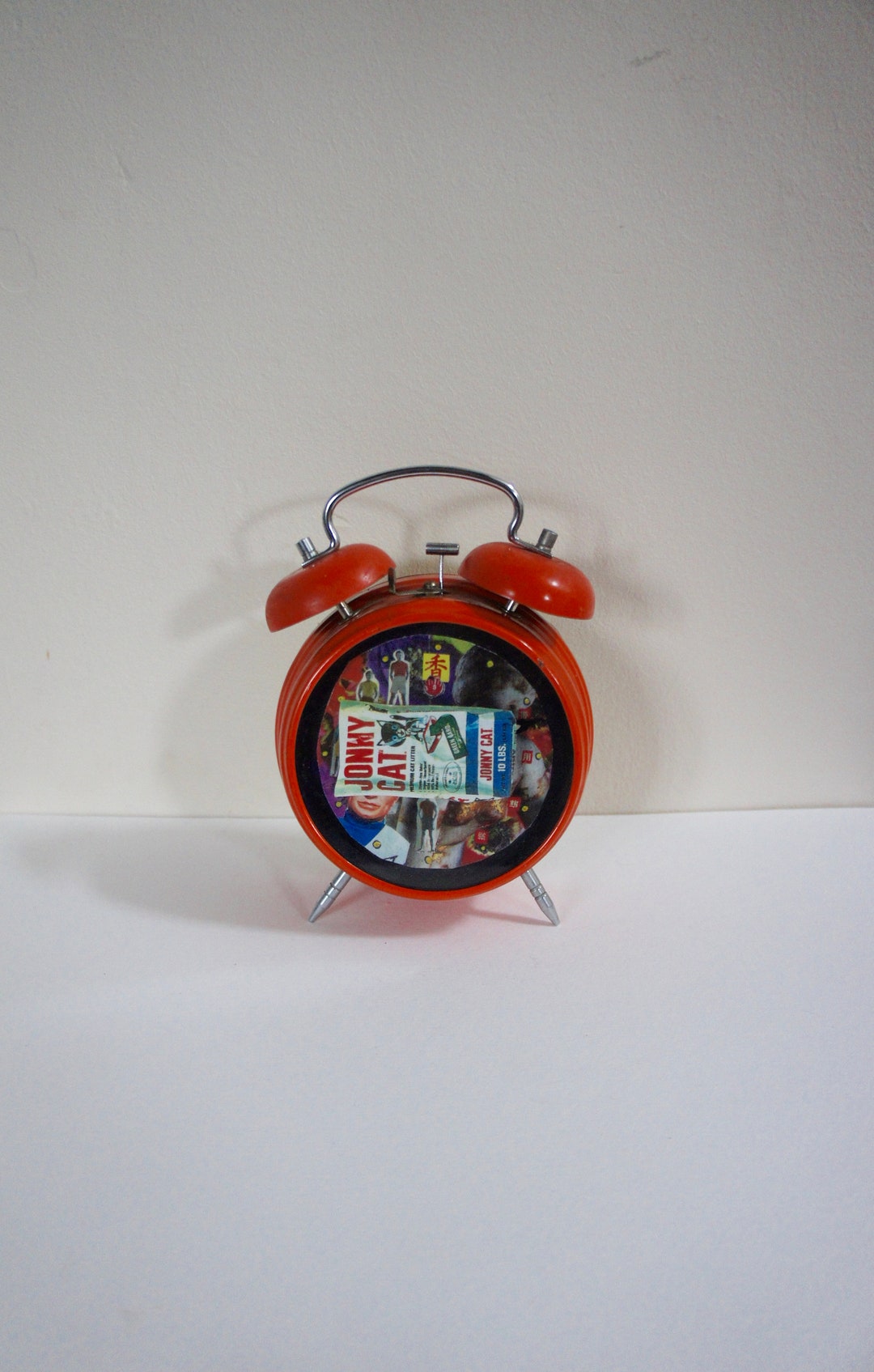 OOAK, Altered, Vintage, 1990s, Jonny Cat, Orange, Metal, Alarm Clock ...