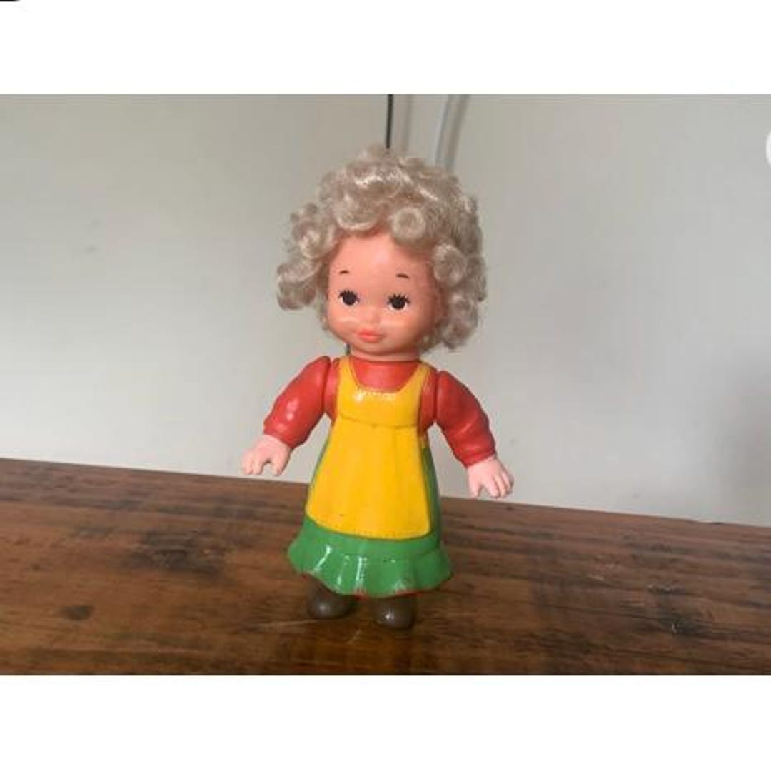 Vintage, 1970s, Soft Plastic, Rubber, Lady, Doll, in Dress, Apron ...