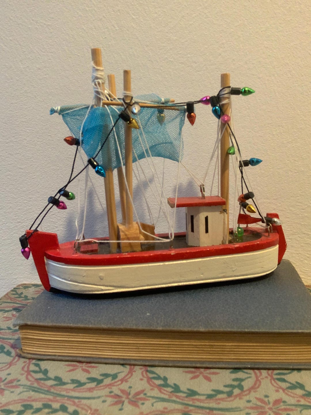 Altered, Wooden, Fishing, Boat, Cornwall, With, Christmas Lights ...