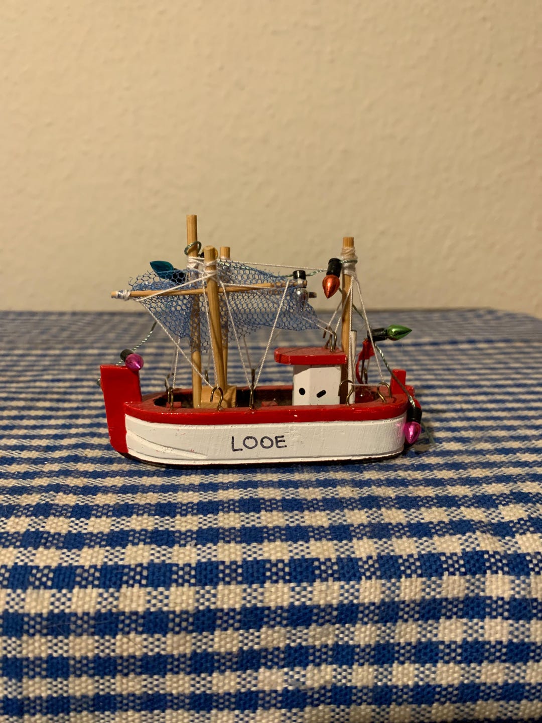 Altered, Wooden, Fishing, Boat, Looe, Cornwall, With, Christmas Lights ...