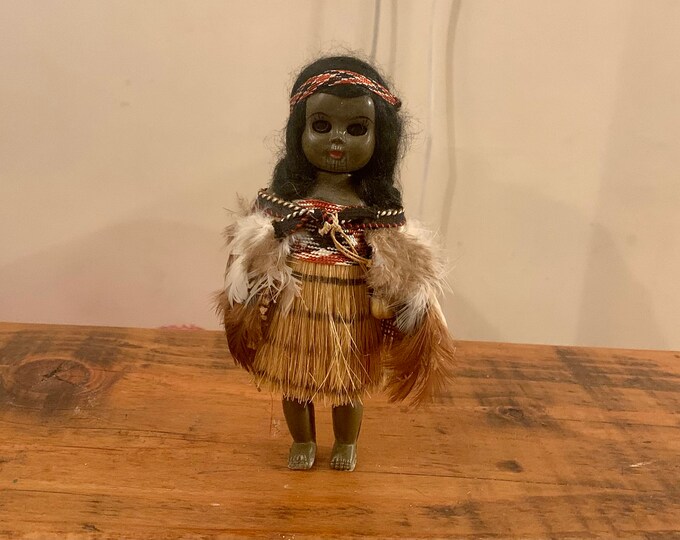 Vintage, Plastic, Maori, New Zealand, Folk, Doll, in Grass Dress and ...
