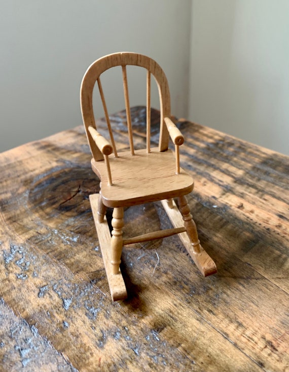 Antique Doll Doll Lover Collector Dollhouse Wood Rocker 112th Scale ...