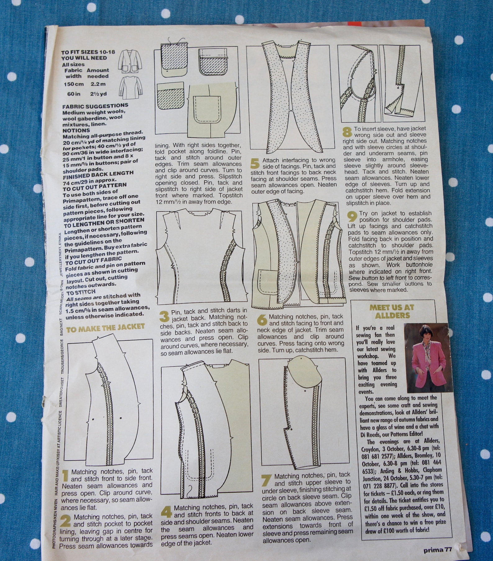 Vintage Prima Pattern the Ultimate Autumn Jacket Easy - Etsy UK