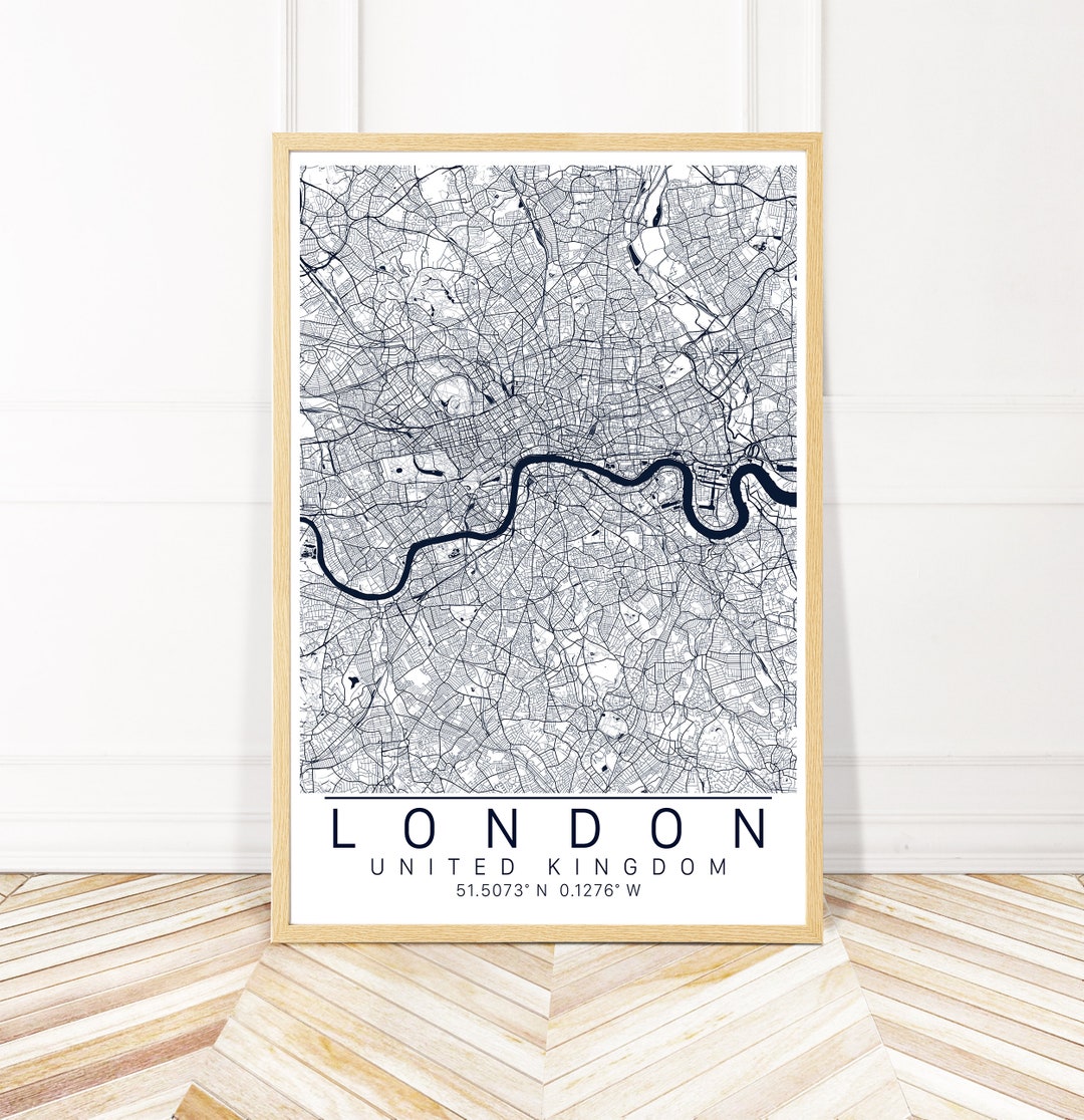 London Map Art - London City Art Print - Map of London - Print, Canvas ...