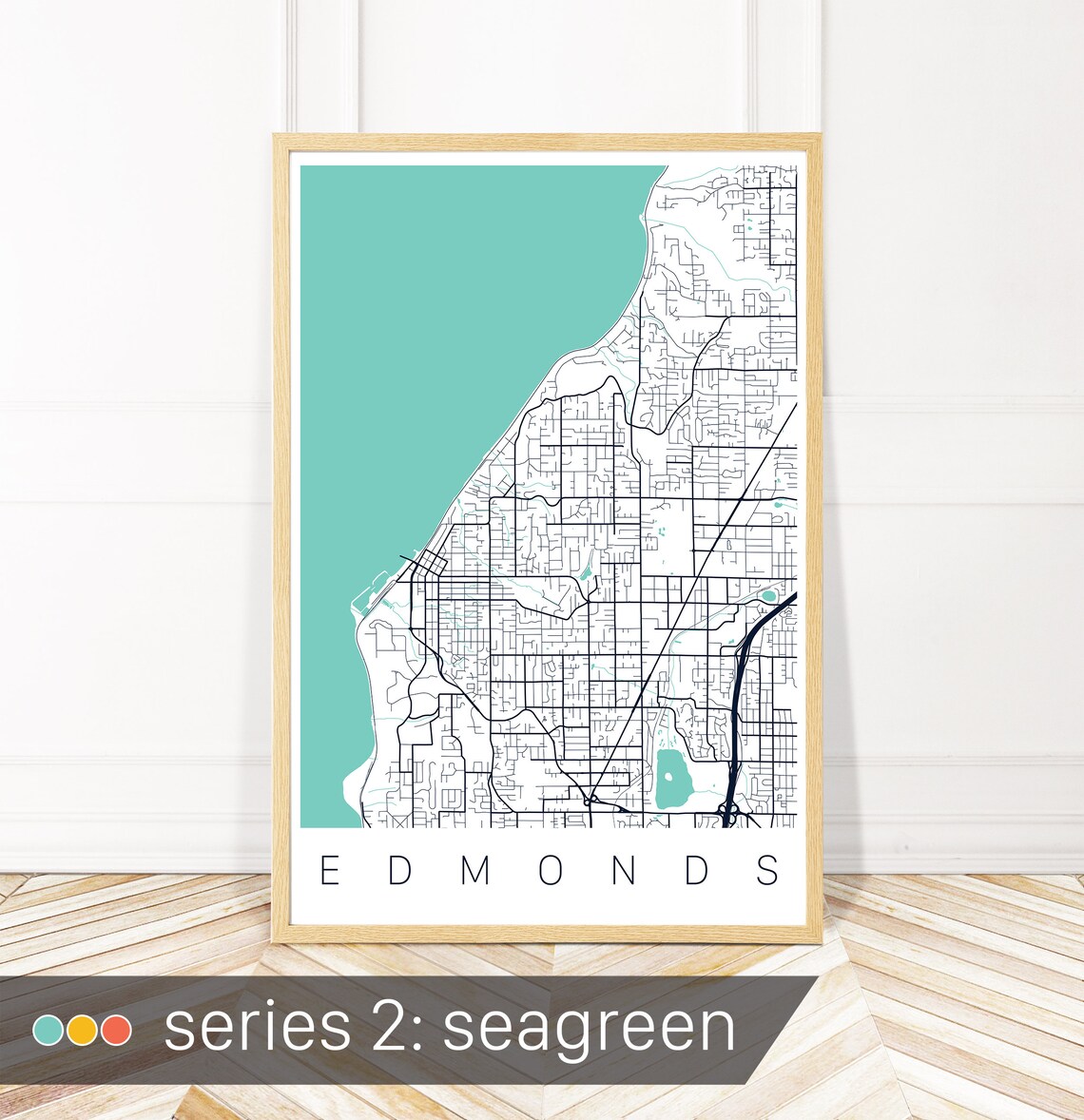 Edmonds Map Art Framed Canvas or Print Map of Edmonds | Etsy