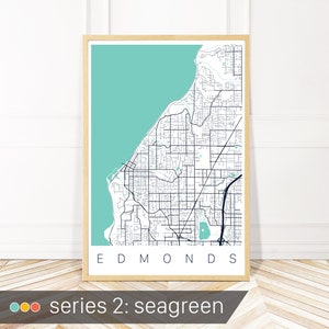 Edmonds Map Art Framed Canvas or Print Map of Edmonds - Etsy