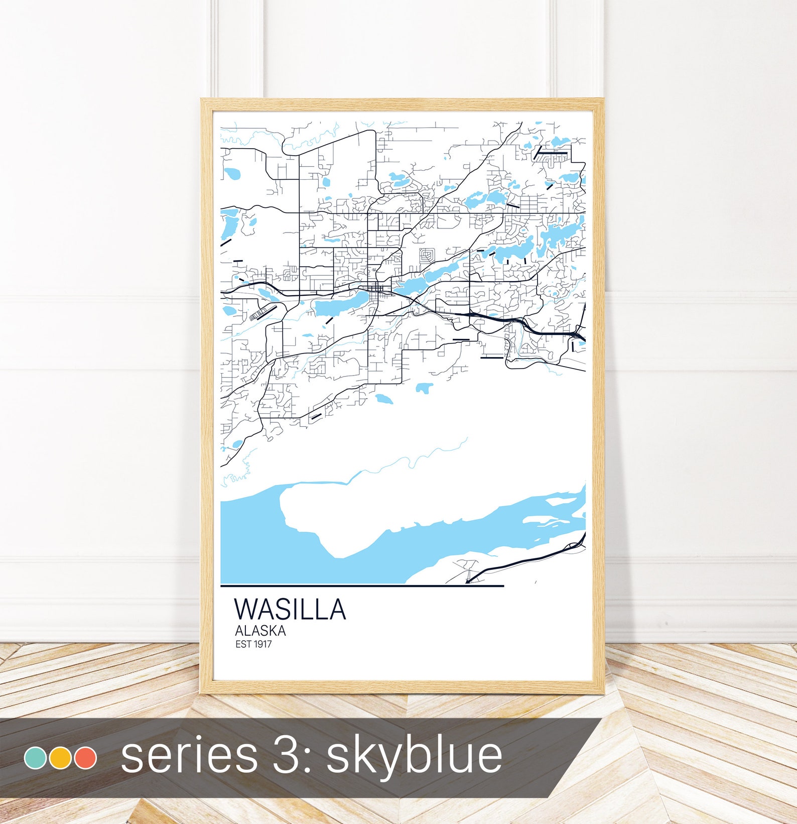 Wasilla Map Art Print City Art Map of Wasilla Alaska - Etsy