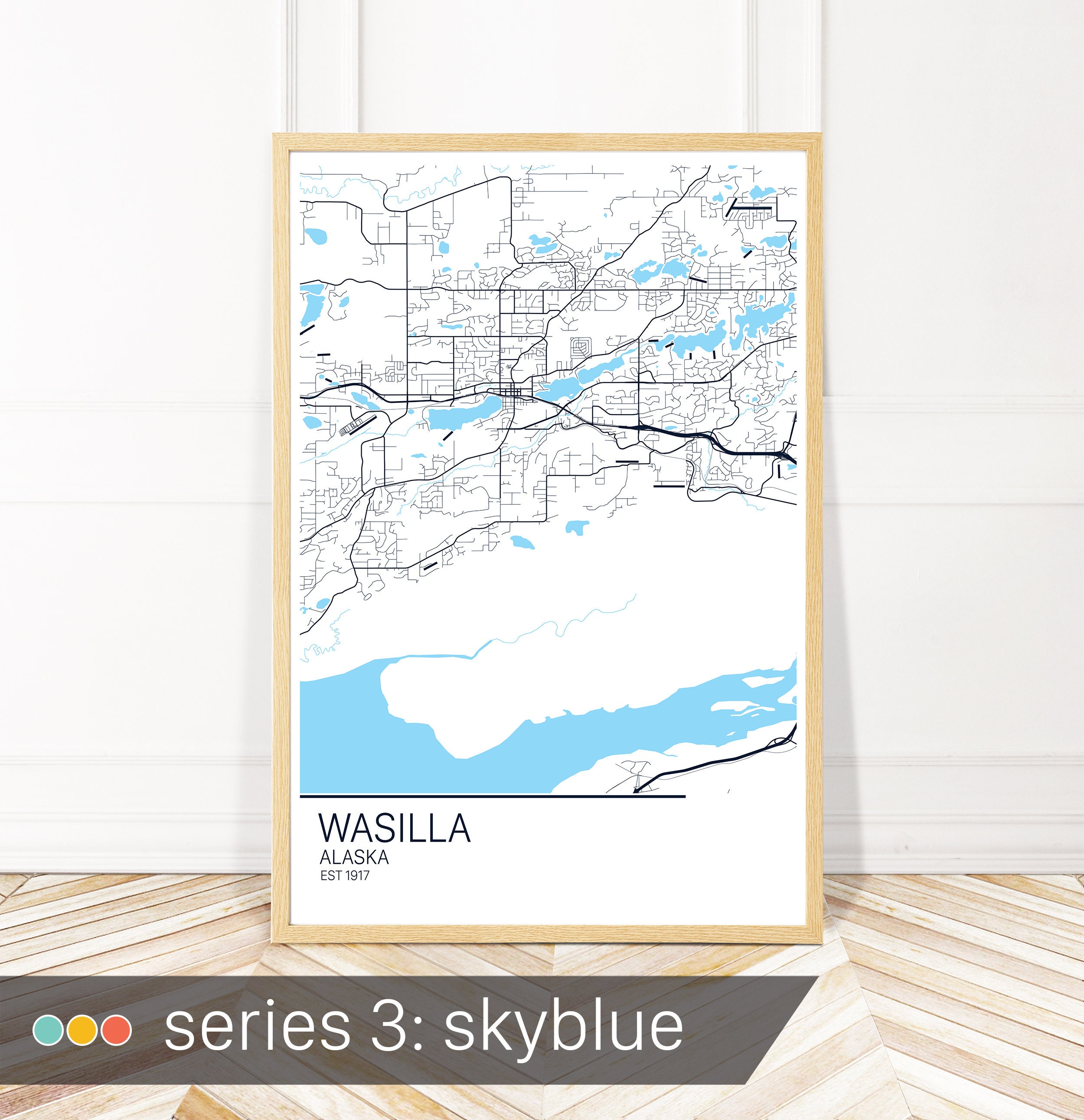 Wasilla Map Art Print City Art Map of Wasilla Alaska | Etsy