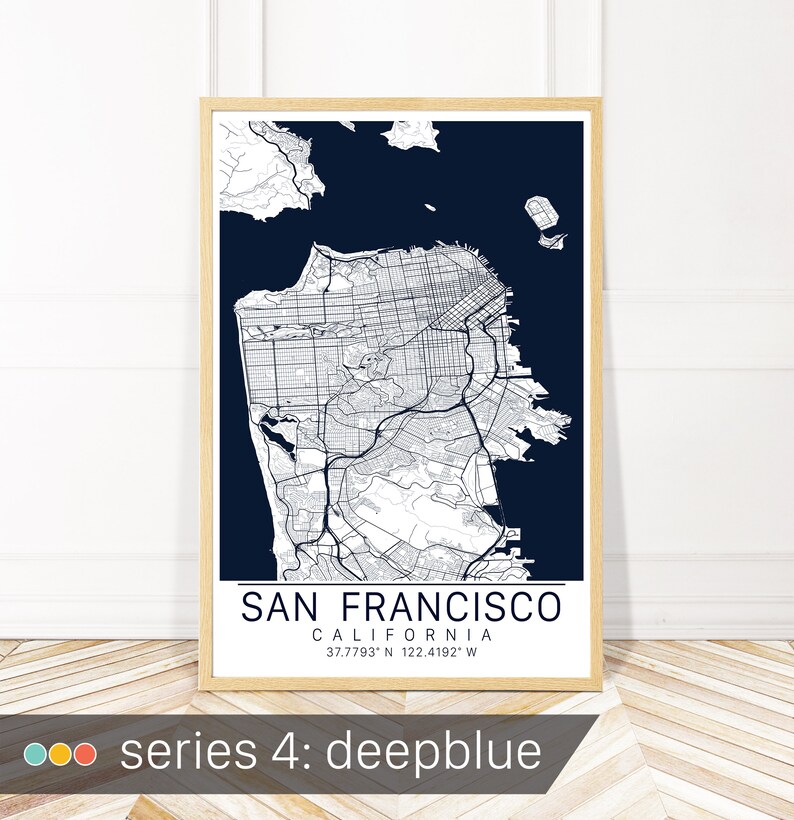 City Map Wall Art Framed Canvas or Print Vibrant Colors - Etsy
