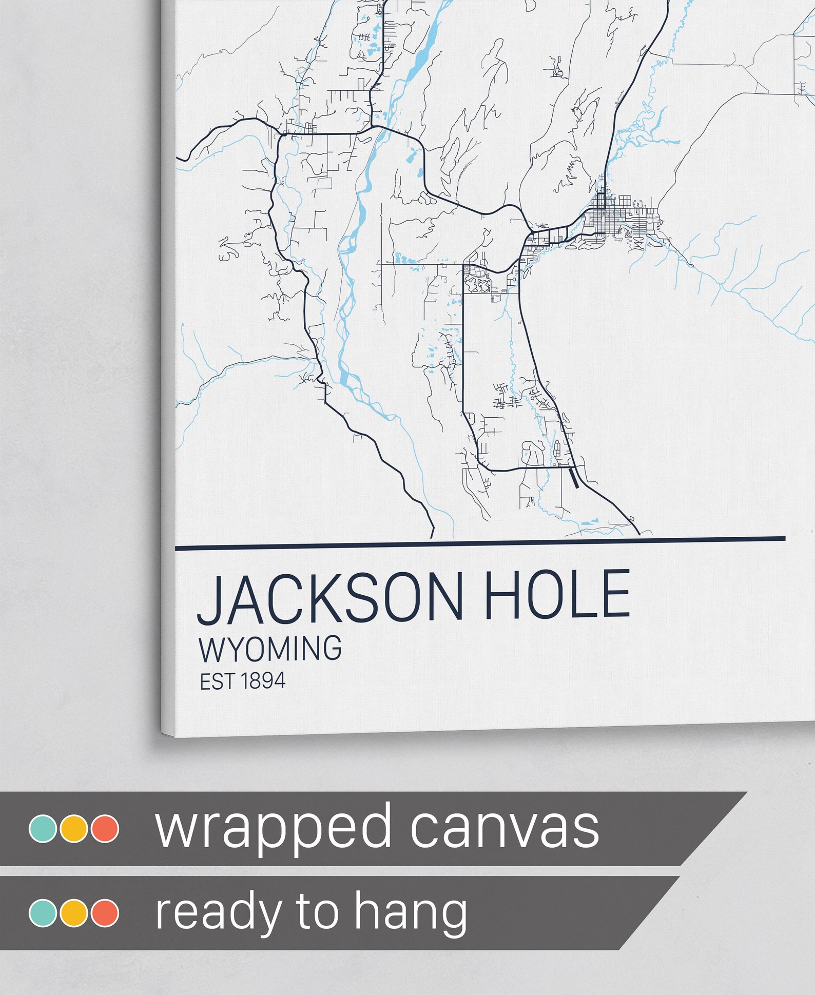 Jackson Hole Map Art - Map of Jackson Hole Wyoming - City Art - Framed ...