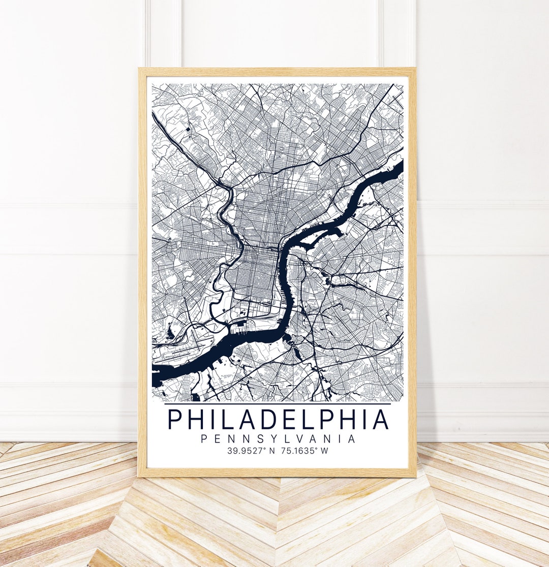 Philadelphia Map Art Framed, Canvas or Print - City Map Wall Art by ...