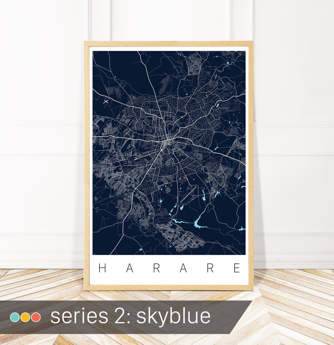 Harare Map Print City Art Map of Harare Zimbabwe | Etsy