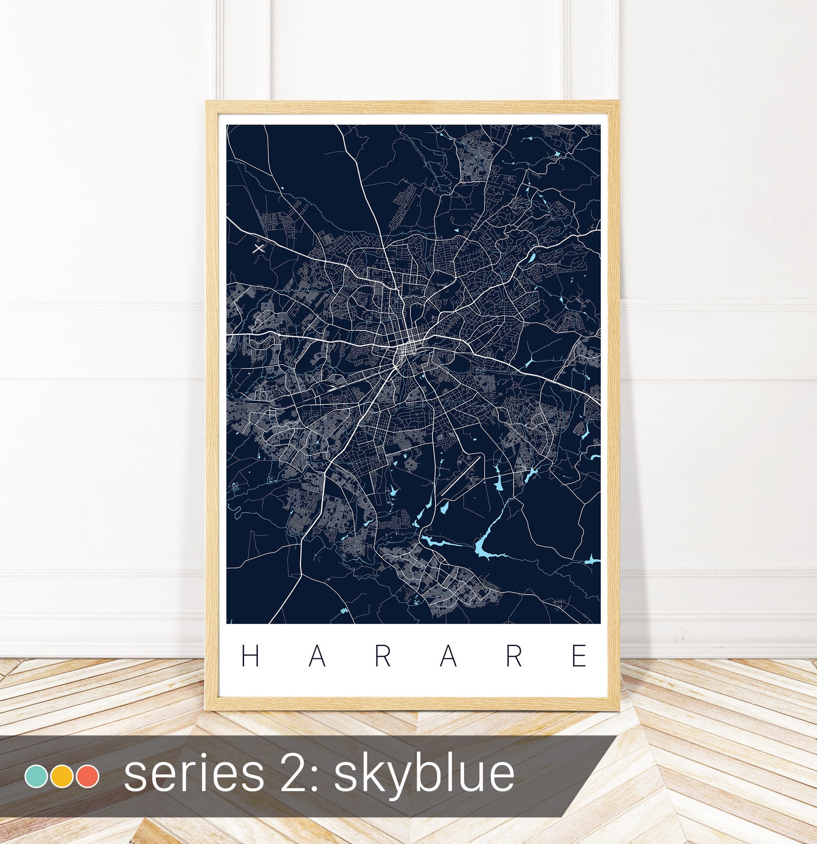 Harare Map Print City Art Map of Harare Zimbabwe | Etsy
